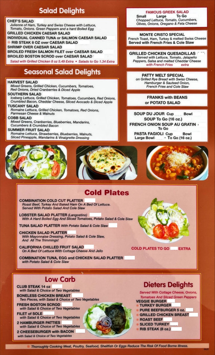 Regular Full Menu